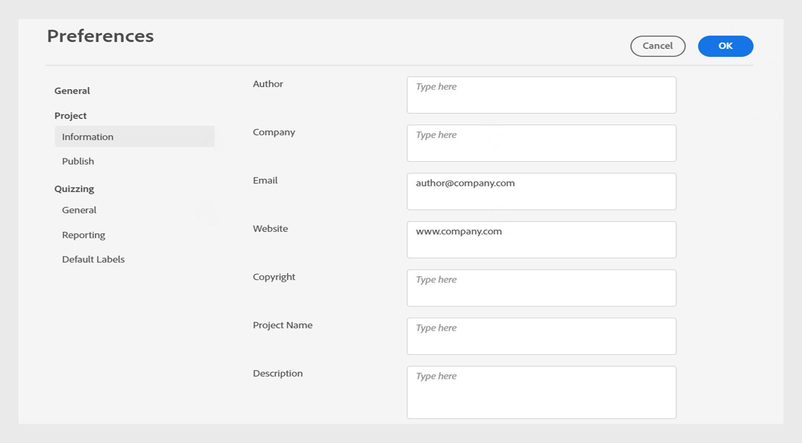 Set Project Preferences In Adobe Captivate